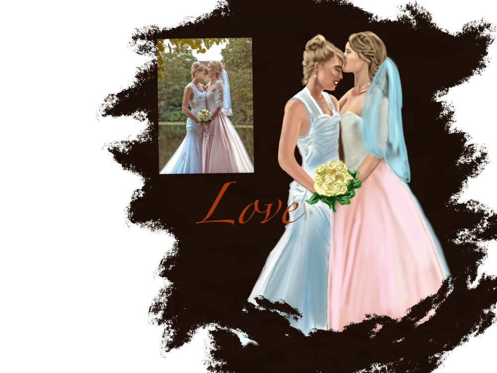 A creative wedding invitation, customised couple digital portrait | Upwork