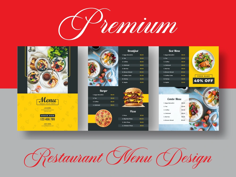 Premium restaurant menu design, fast food menu, meal menu, pizza, cafe ...