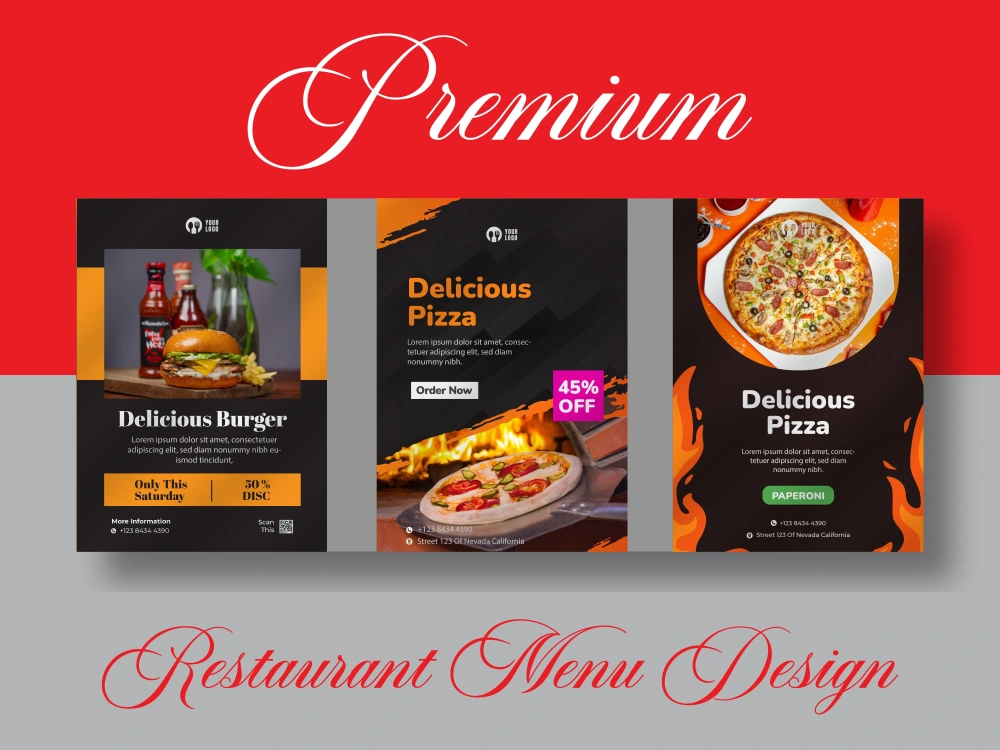 Premium restaurant menu design, fast food menu, meal menu, pizza, cafe ...