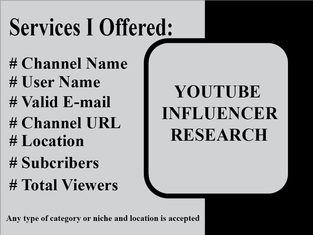 Premium youtube influencer research for your business | Upwork