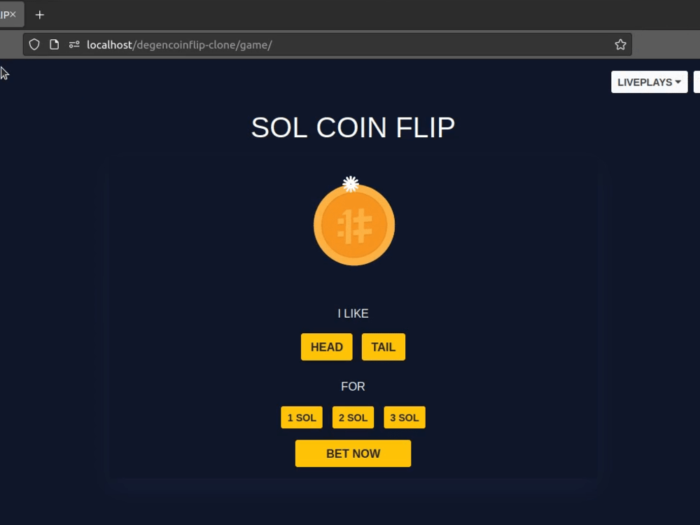 A web-based 'CoinFlip' crypto game in SOLANA Blockchain | Upwork