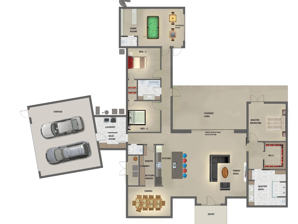 A Fantastic Colored Interior floor plan from any Pdf, Hand sketchs ...