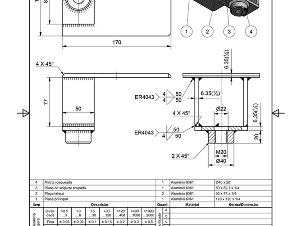 3D modeling - the manufacturing drawing of a mechanical part | Upwork