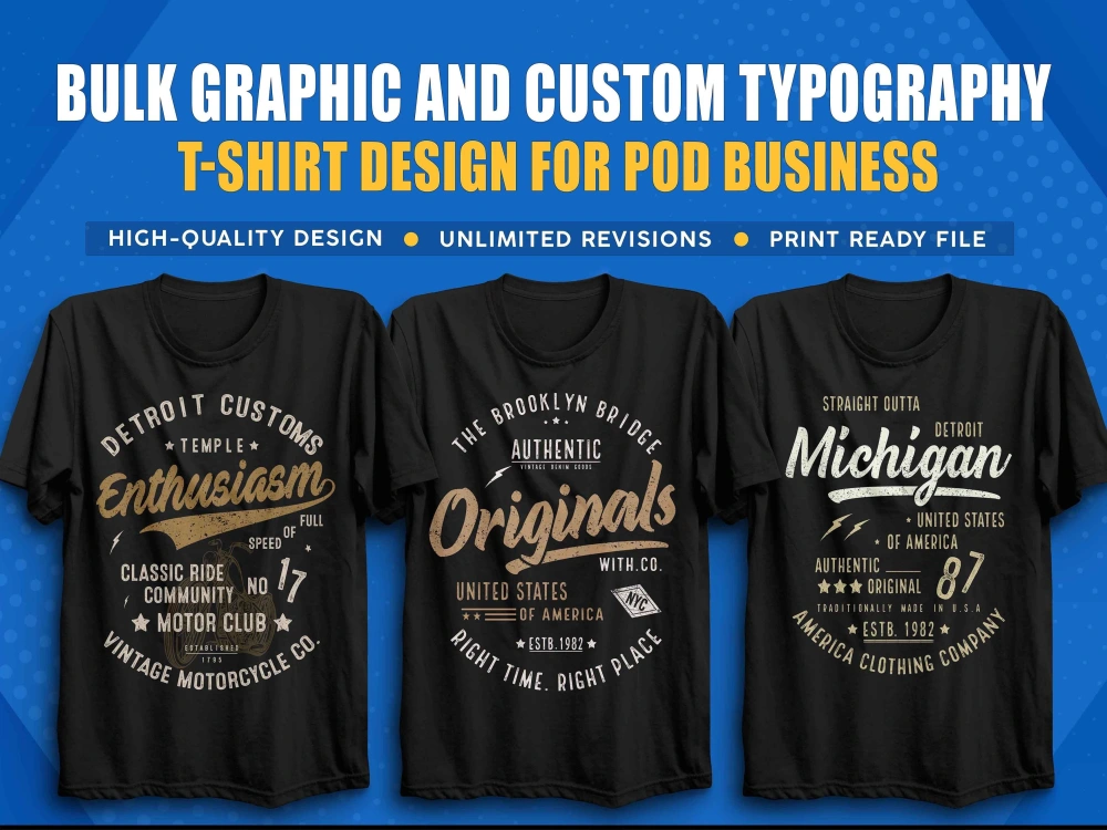 Bulk graphic and custom typography t shirt design for pod business | Upwork