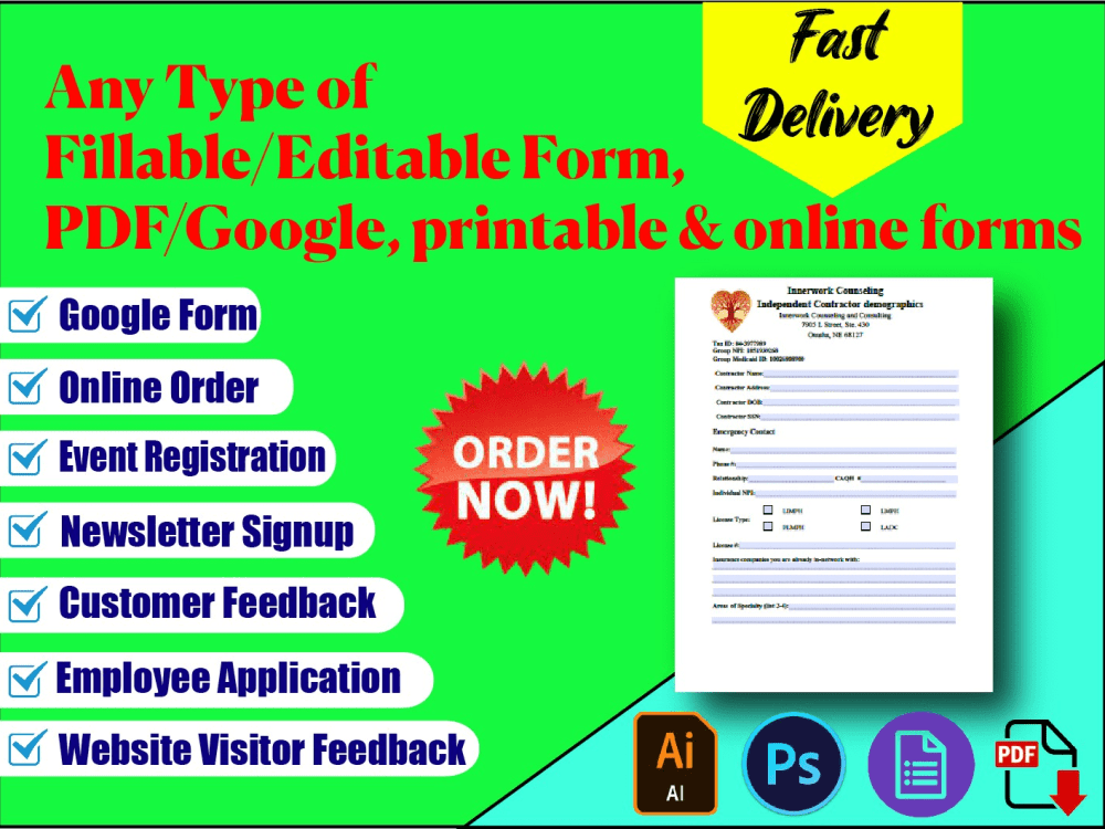 Any type of Fillable/Editable Form, PDF/Google, printable & online ...