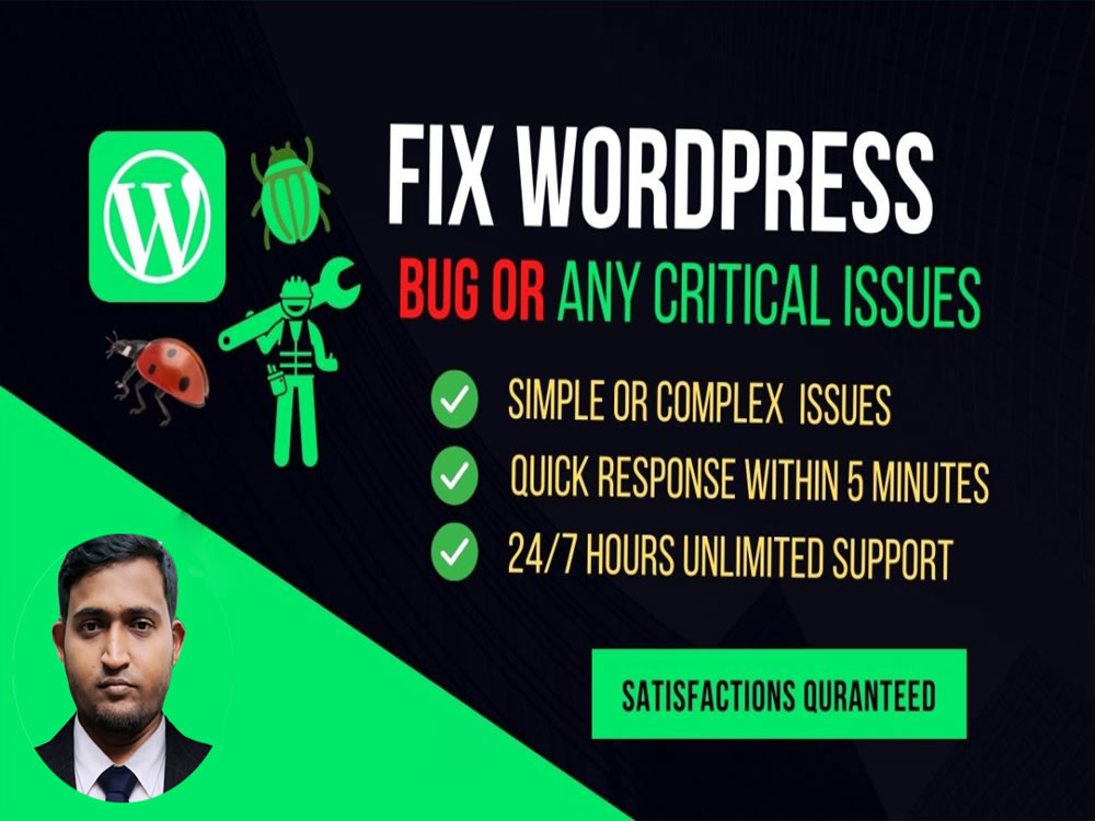 Fix Your Wordpress Errors Or Bugs Upwork