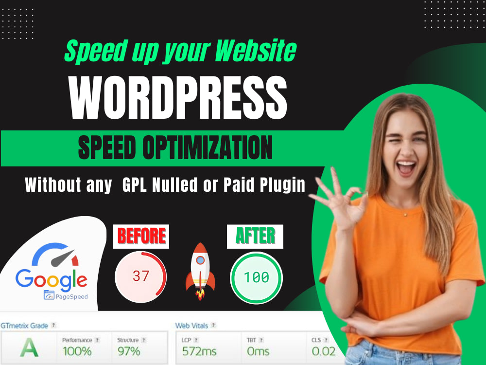 Wordpress website speed optimization without gpl nulled or paid plugin | Upwork