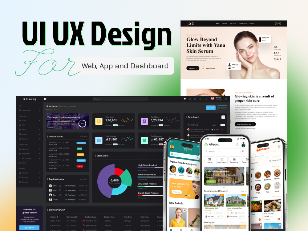 Website ui ux, landing page, mobile app ui, dashboard admin panel in figma | Upwork