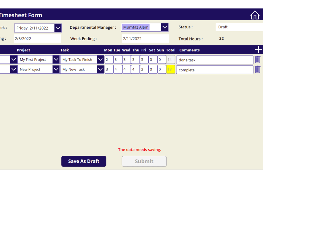 A timesheet app to manage employee time tracking. | Upwork