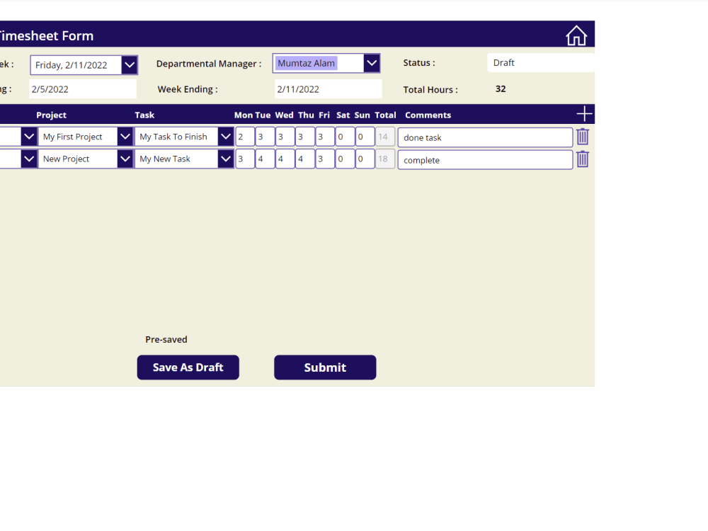 A timesheet app to manage employee time tracking. | Upwork