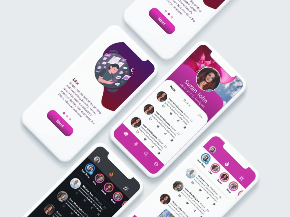 Mobile ui design with mockups for social media and chat apps | Upwork