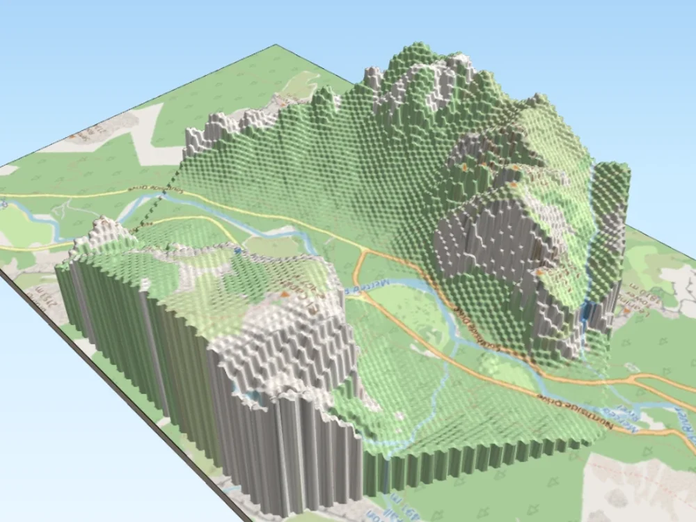 A 3D map from real geographical data. | Upwork