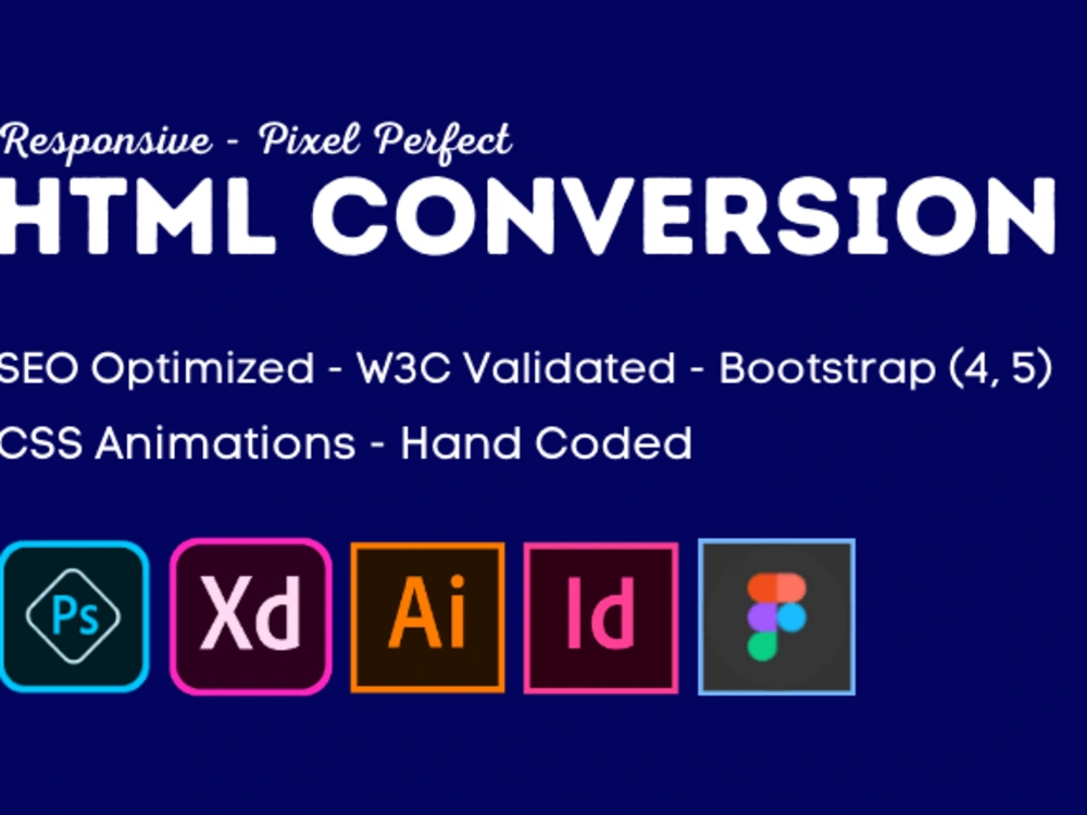 PSD, Figma, AI, PDF, Adobe XD to Responsive HTML by Bootstrap | Upwork
