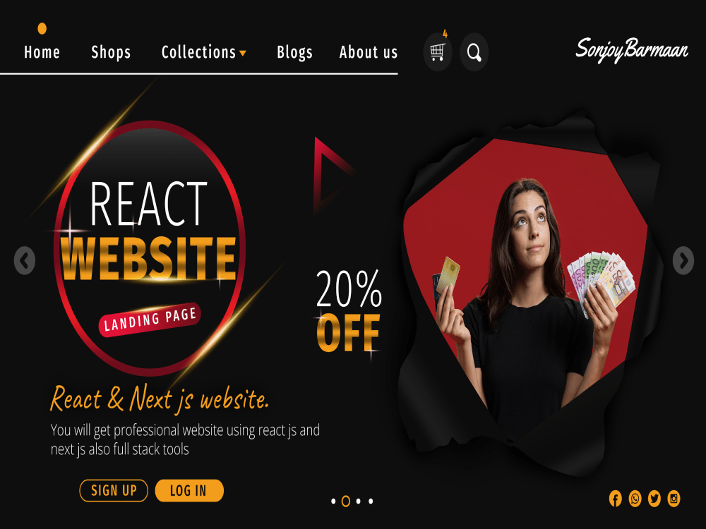 Professional website using react js and next js also full stack tools ...