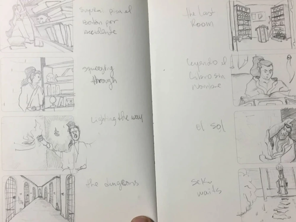 Four frames or more of simple line-drawing storyboard for your project ...