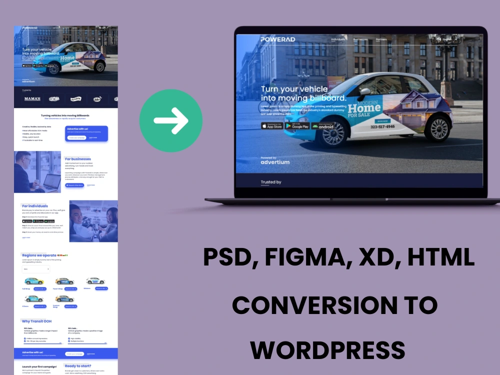 Converted PSD, figma,xd, html into divi, avada, astra, wordpress | Upwork