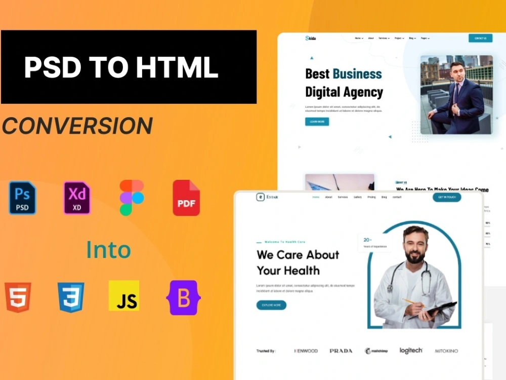 PSD - XD - Figma To HTML/CSS/Js/Bootstrap Template | Upwork