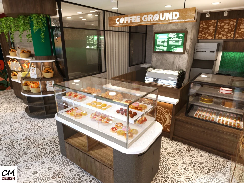 A bakery, retail store, grocery design with Photorealistic 3D rendering ...