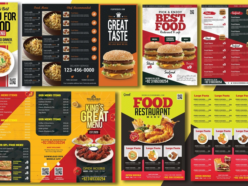 Modern static tv screen menu, digital menu, or menu board for ...