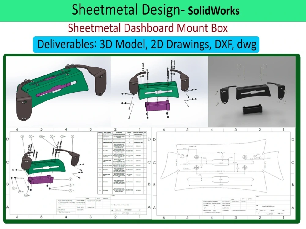 3D CAD Sheetmetal Design, 2d drawings, DXF and PDF | Upwork