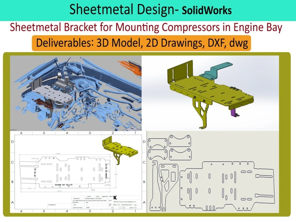 3D CAD Sheetmetal Design, 2d drawings, DXF and PDF | Upwork