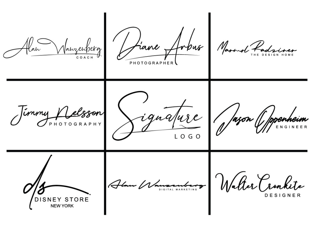 Handwritten signature scripted calligraphy photography logo | Upwork