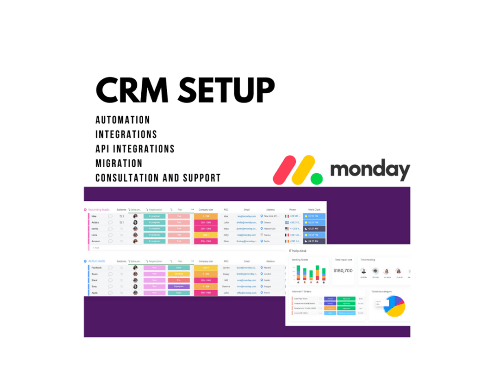 CRM setup in Monday.com with Automations, API integrations and ...