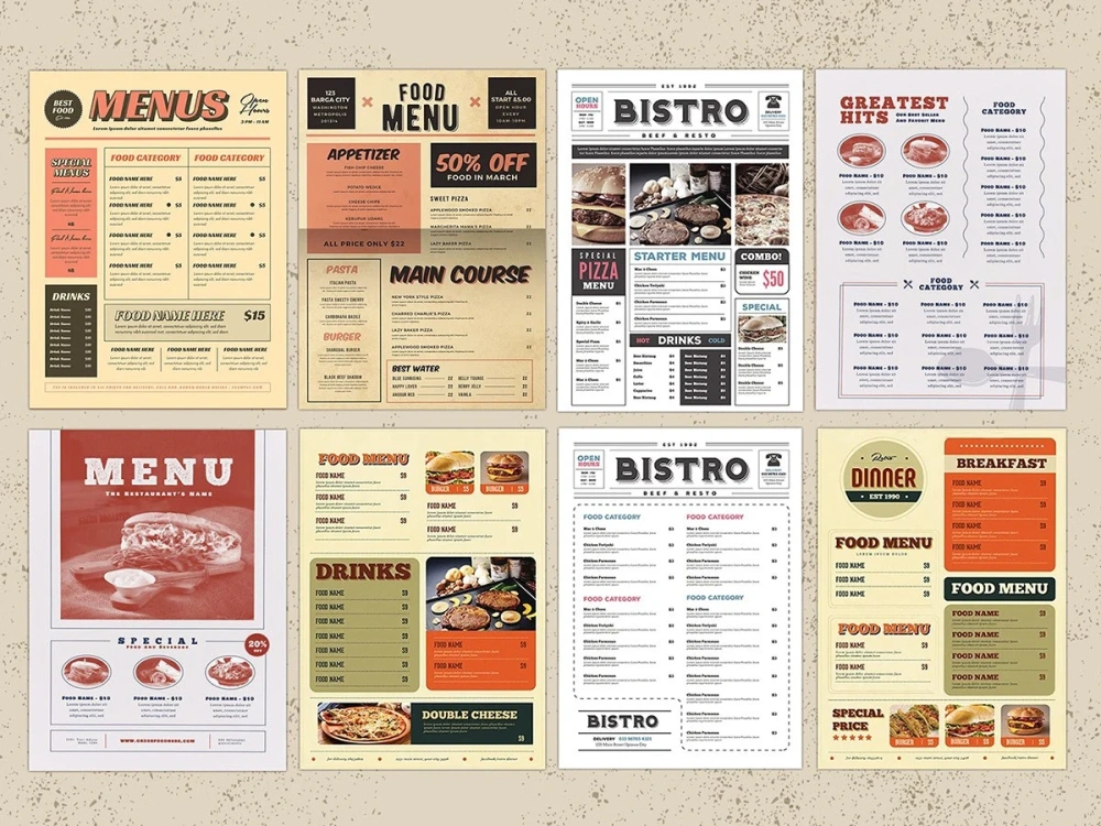 Vintage retro old newspaper style restaurant menu design or craftpaper ...
