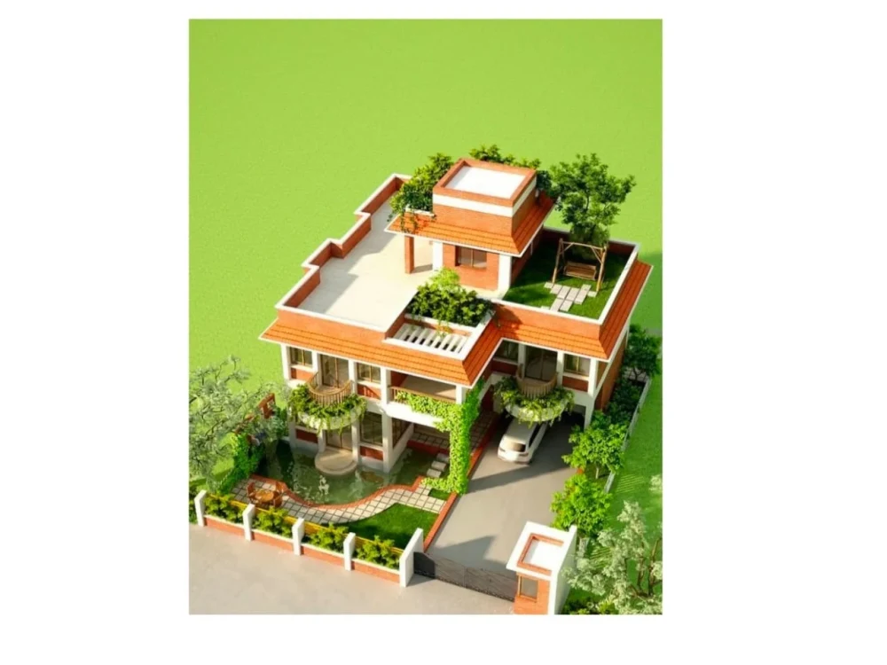An amazing house design(2d/3delevation with material detail) | Upwork