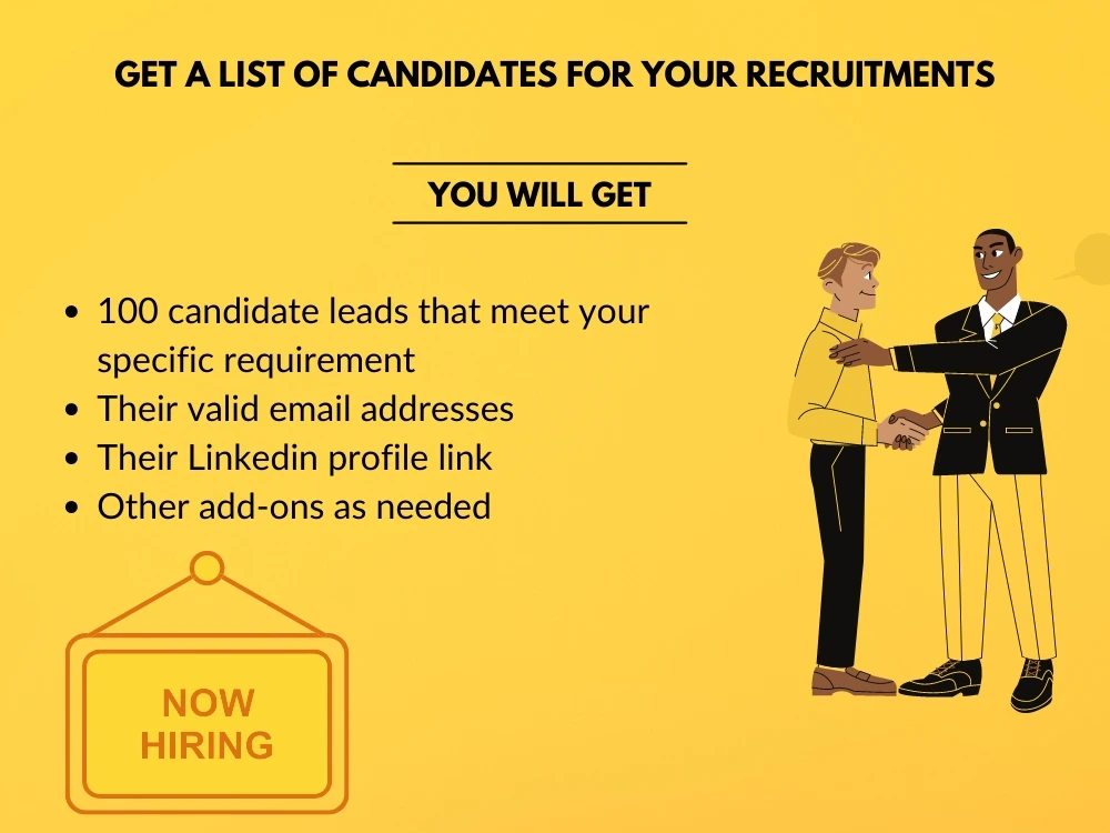 List of leads to aid your Recruitments(Lead Generation/recruiting) | Upwork
