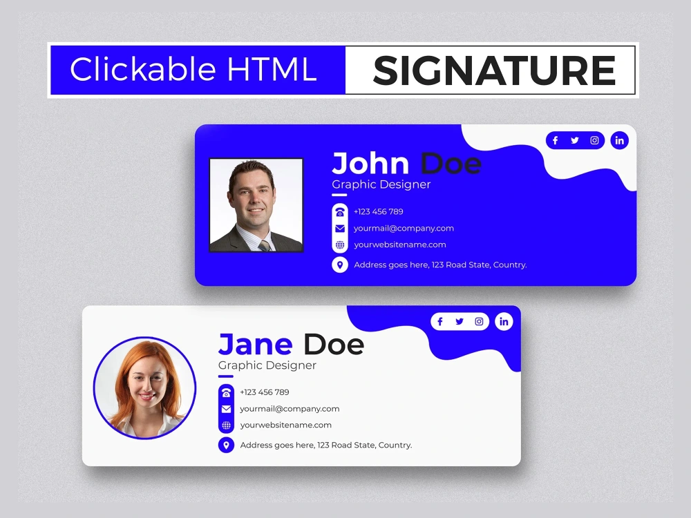 Clickable html email signature | Upwork