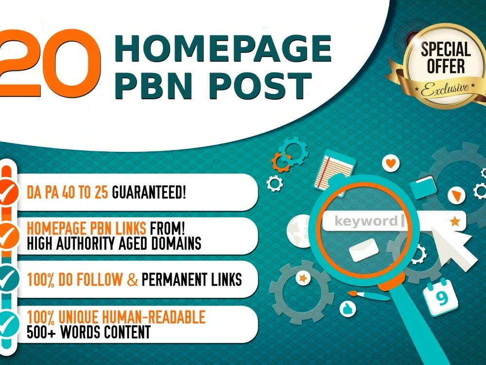 20 pbn homepage powerful unique permanent post on aged domain | Upwork