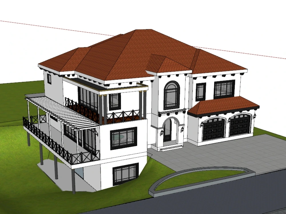A sketchup 3d model and rendering for exterior home design | Upwork