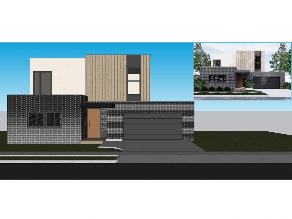 A sketchup 3d model and rendering for exterior home design | Upwork