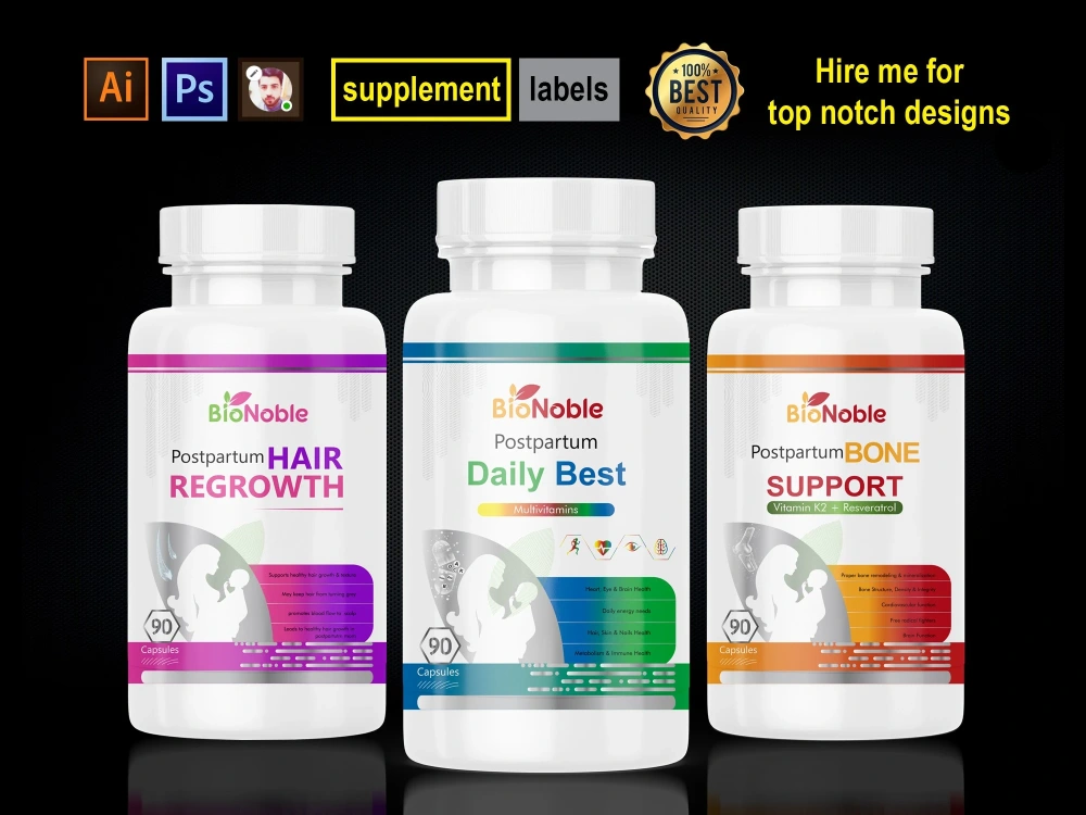 A top notch supplement label design | Upwork