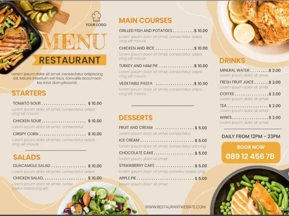 An eye-catching, professional menu design for your restaurant | Upwork