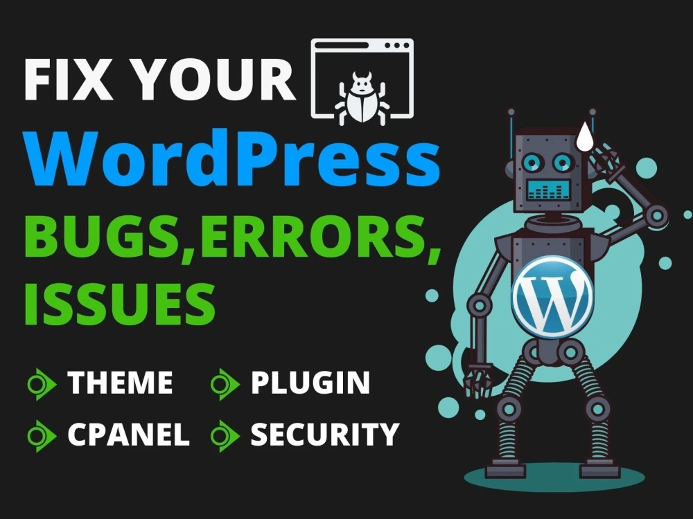 Fix any WordPress bug, error, issue, problem | Upwork