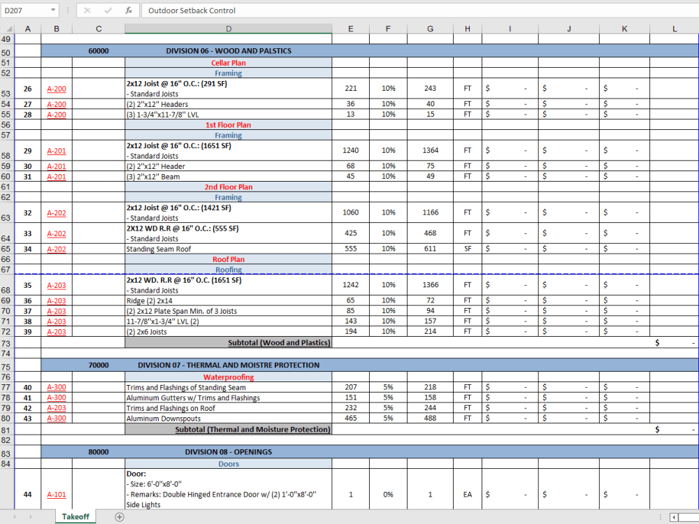 Material Takeoff and Cost Estimation of all CSI Trades | Upwork
