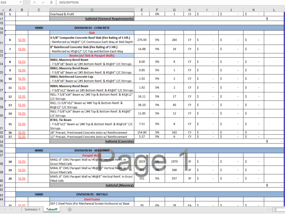 Material Takeoff and Cost Estimation of all CSI Trades | Upwork