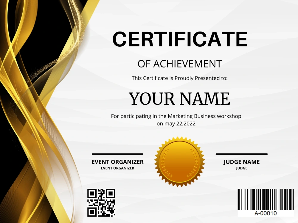 Certificates with a unique barcode and qr code | Upwork