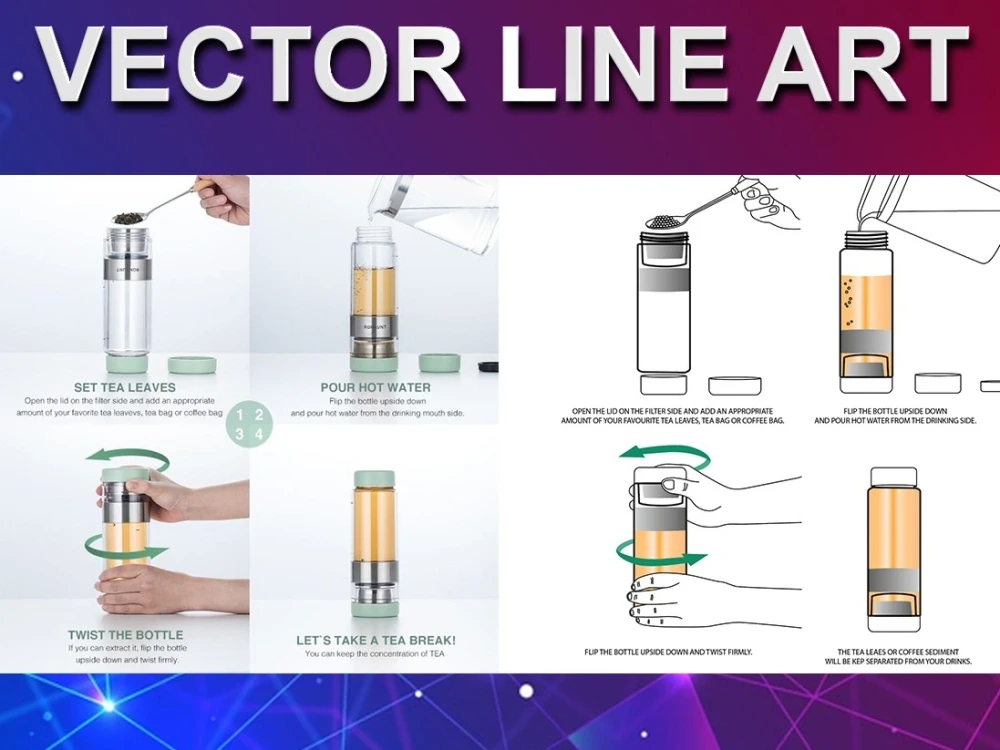 Vector line art or instruction manual art drawn | Upwork