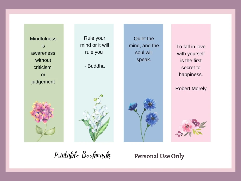 Mindfulness Quotes Printable Bookmarks | Upwork