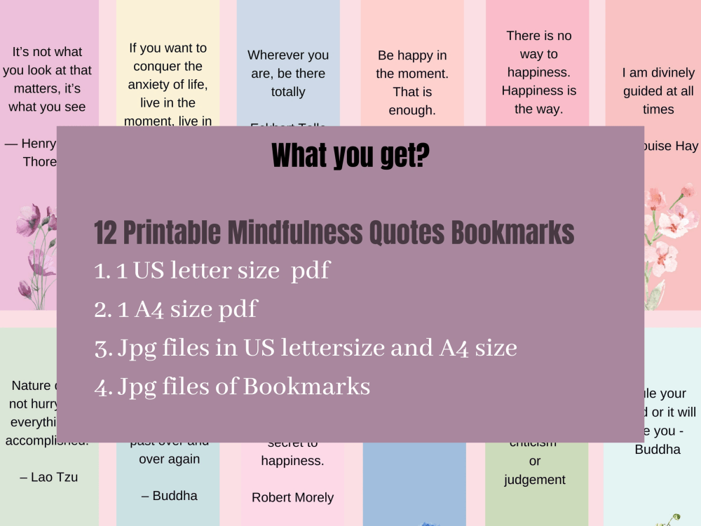 Mindfulness Quotes Printable Bookmarks | Upwork