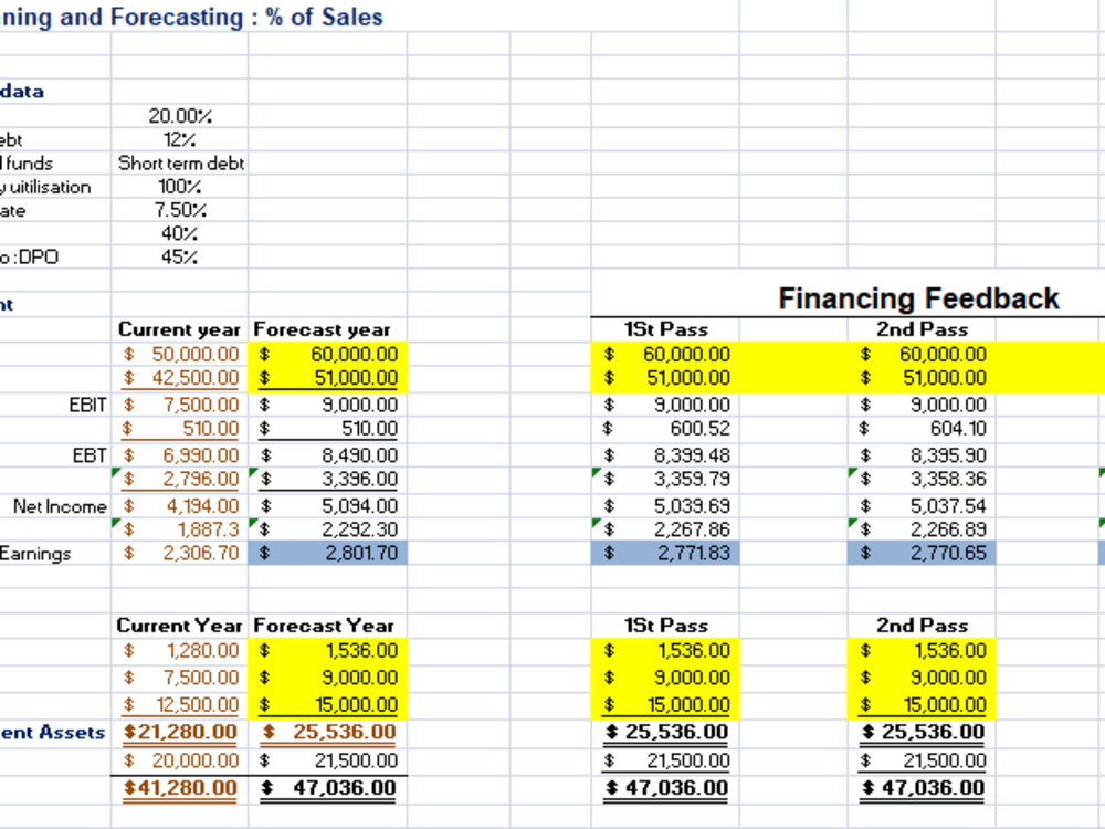 Financial Planning & AFN calculation Spreadsheet Format | Upwork