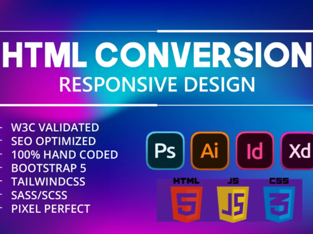 PSD/XD/ FIGMA to HTML fully responsive with Bootstrap | Upwork