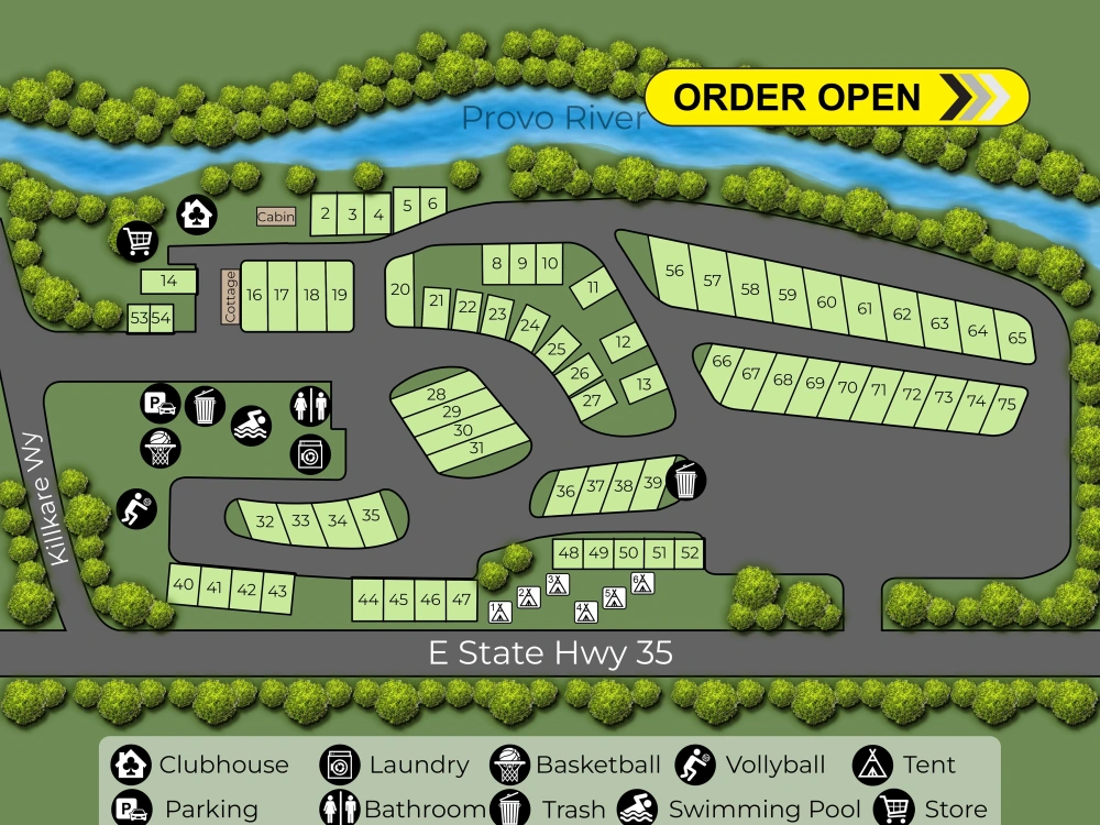 Rendering of RV Park, Campsite, Campground Map & any landscape ...