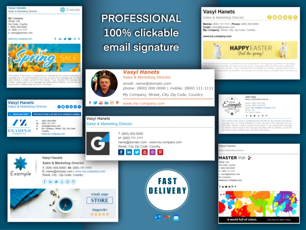 A Professional html5 clickable responsive email signature | Fast ...