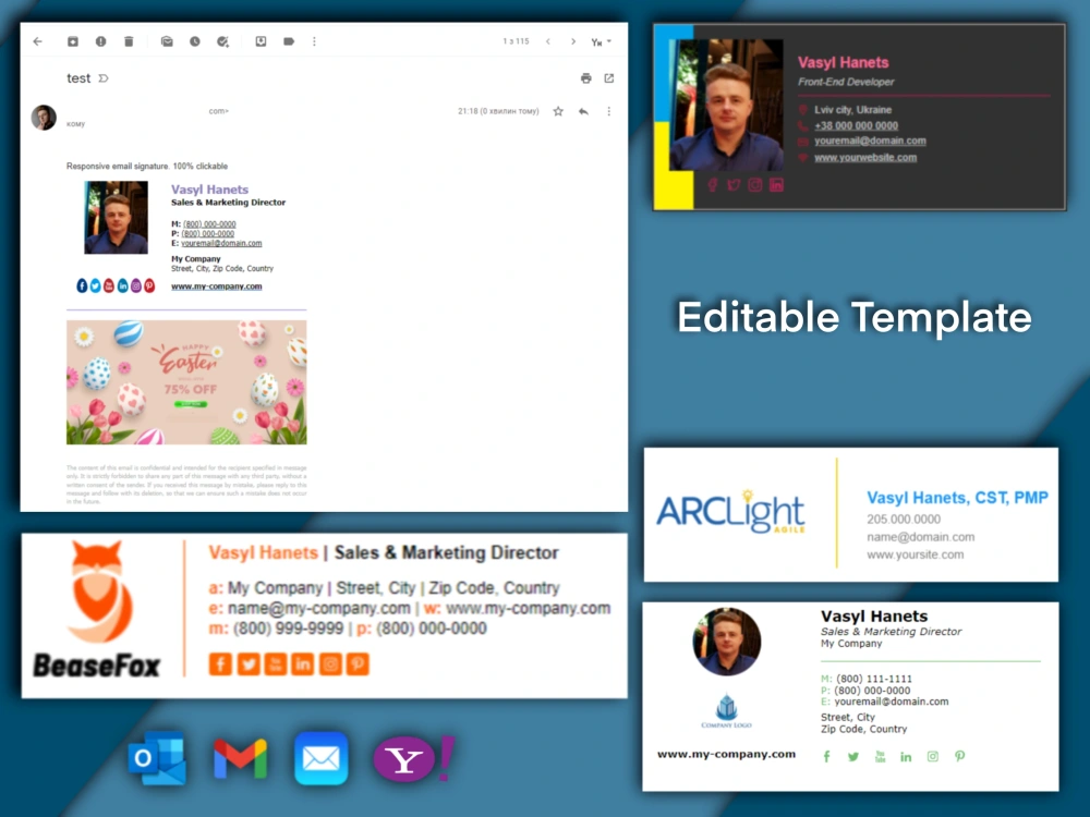 A Professional html5 clickable responsive email signature | Fast ...