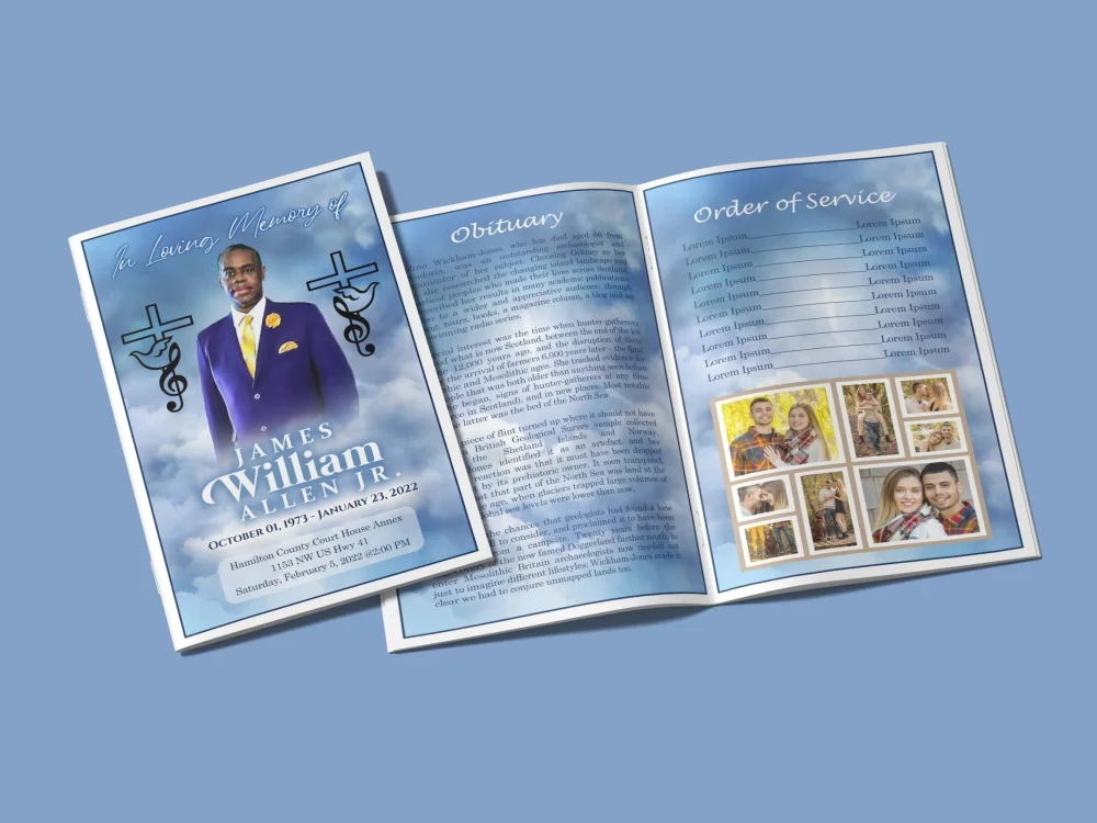 Custom funeral program obituary magazine style flyer brochure design ...