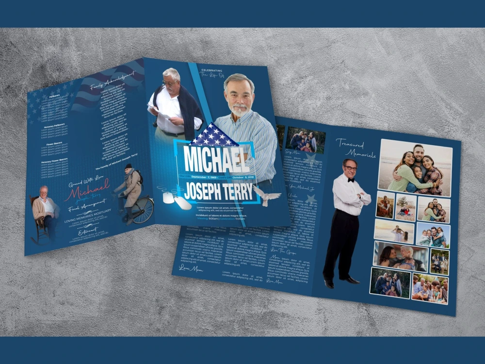 Custom funeral program obituary magazine style flyer brochure design ...